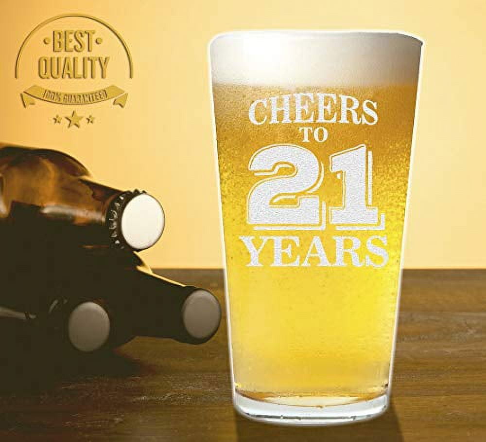 Cheers To 21 Years Twenty First Pint Beer Glass 21st Birthday Gift For ...
