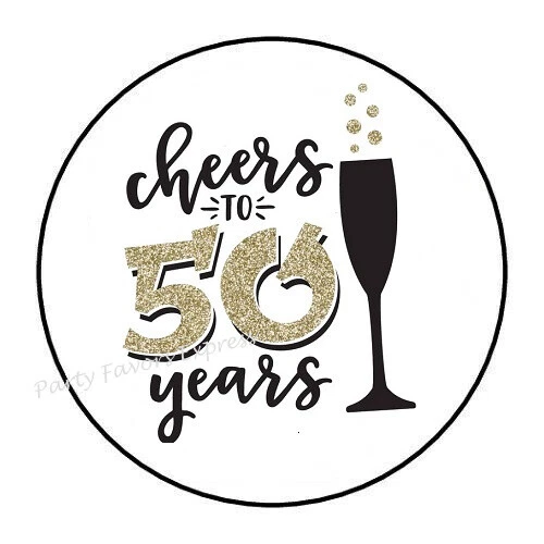 Cheers To 50 Years Stickers Party Favors Phone Decal Water Bottle ...