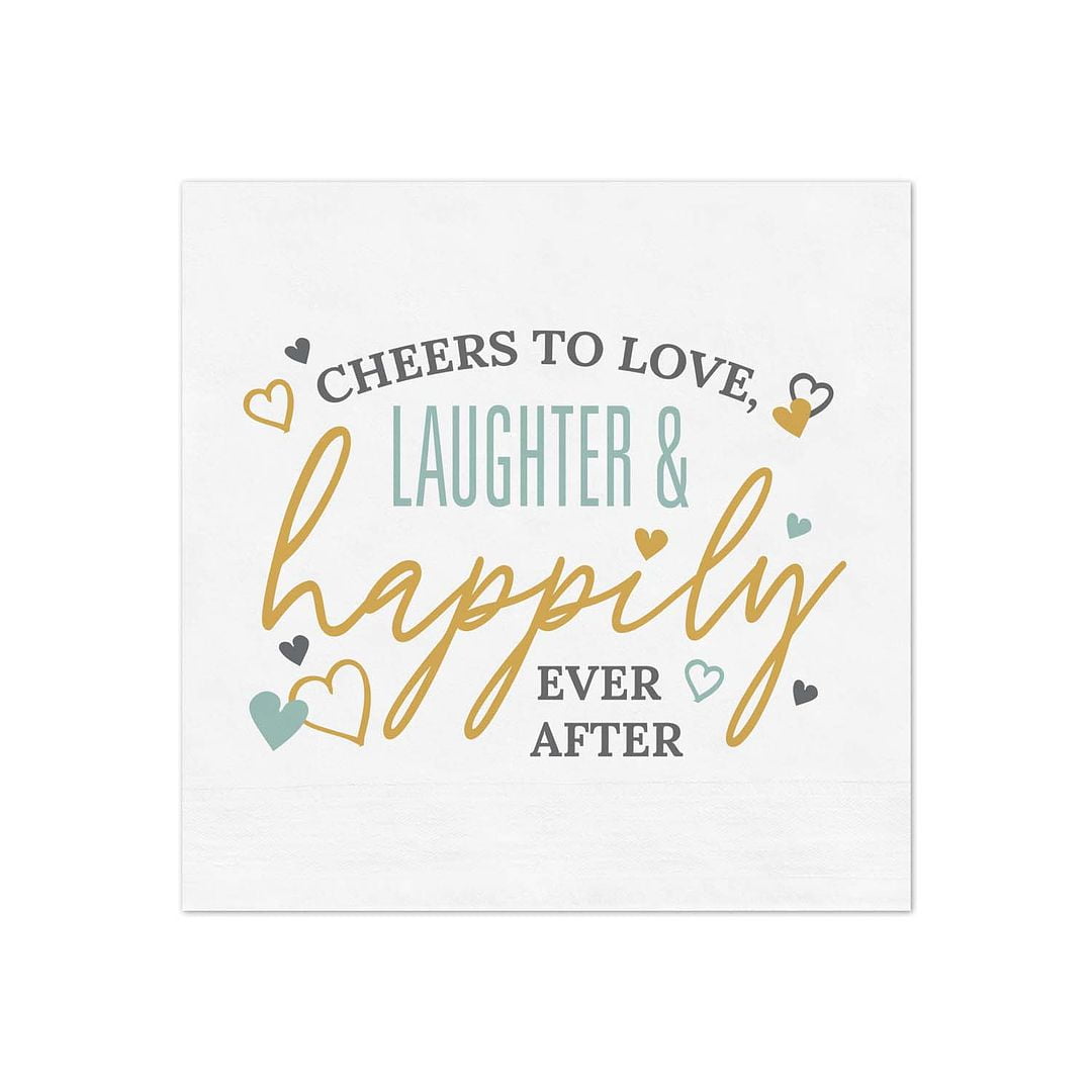 Cheers To Love Laughter Happily Ever After Beverage Napkins / 48 Modern ...