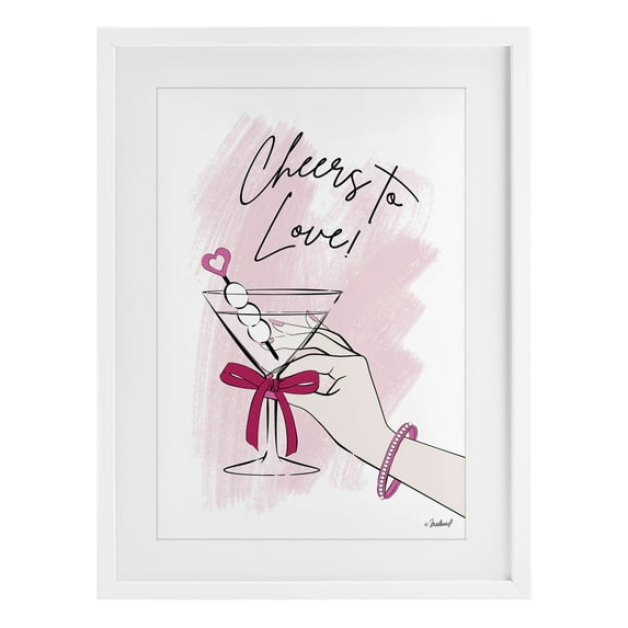 Stupell Industries Cheers To Love Martini White Framed Print Under ...