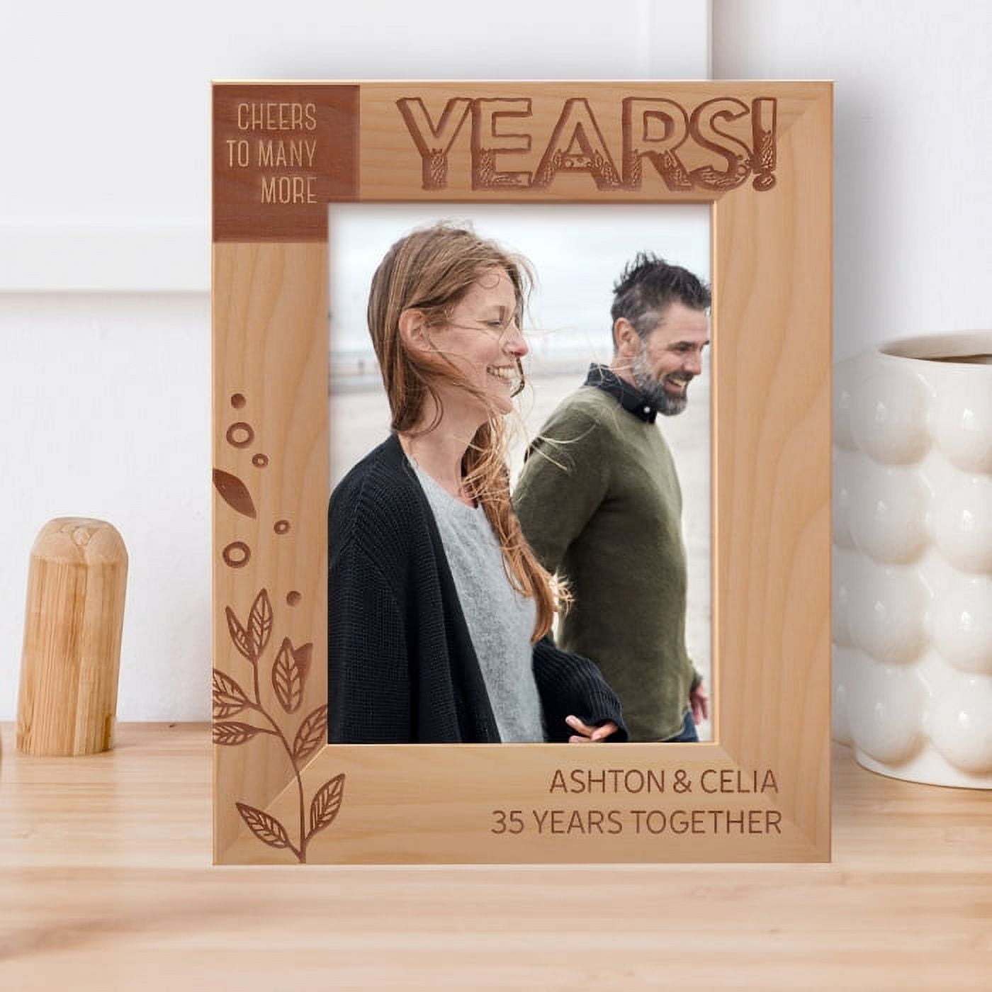 Cheers To Many More Years 35 Years Together Personalized Wooden Frame 5 ...