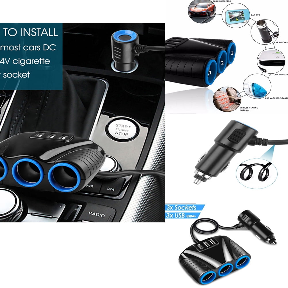 Cheers.US 1 to 3 Car Cigarette Lighter Power Charger Adapter 3 Splitter ...
