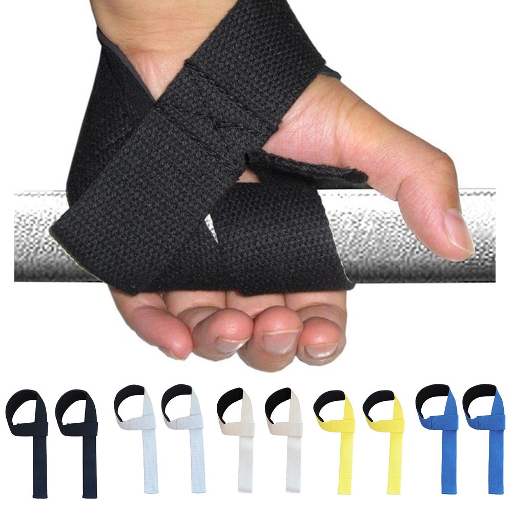 Cheers.US 1 Pair Cotton Hard Pull Wrist Lifting Straps Grips Band ...