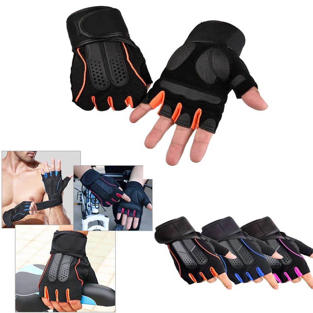 Cheers US 1 Pair Weight Lifting Gym Workout Gloves Half Finger with Wrist Wrap Support for Men ...