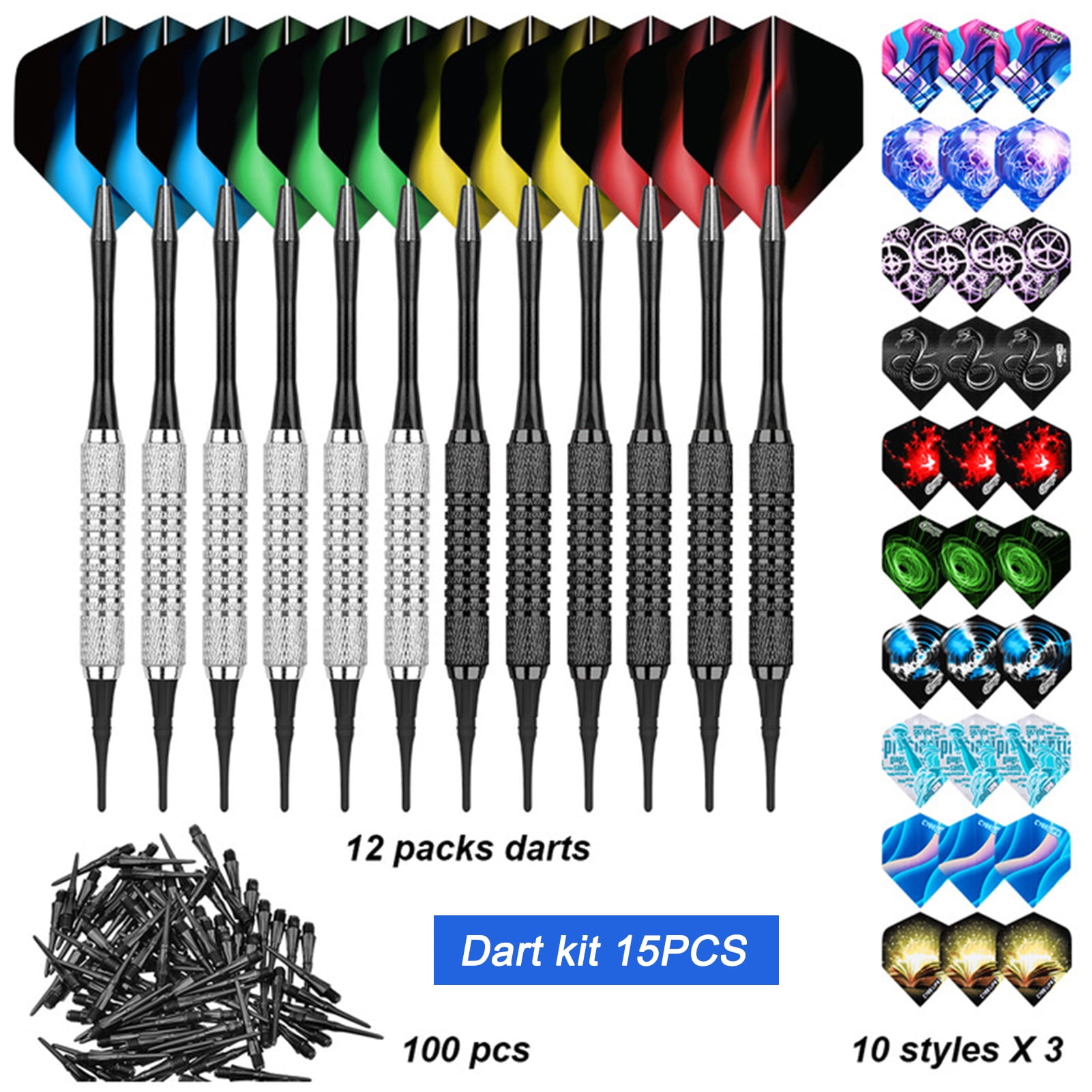 Cheers.US 1 Set Dart Kit Bendable Colorful Multiple Styles Metal Dart ...