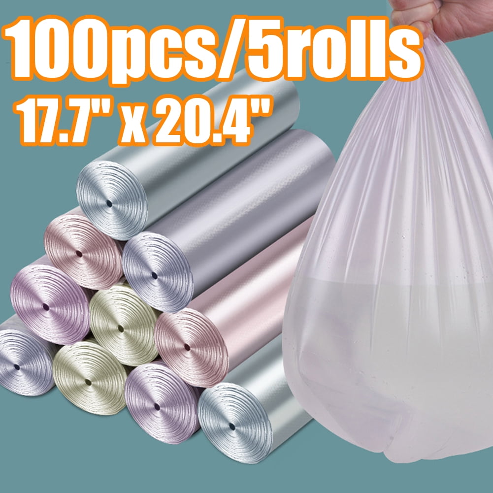 Cheers.US 100Pcs/5Rolls Trash Bags, Handle Tie Small Garbage Bags For ...
