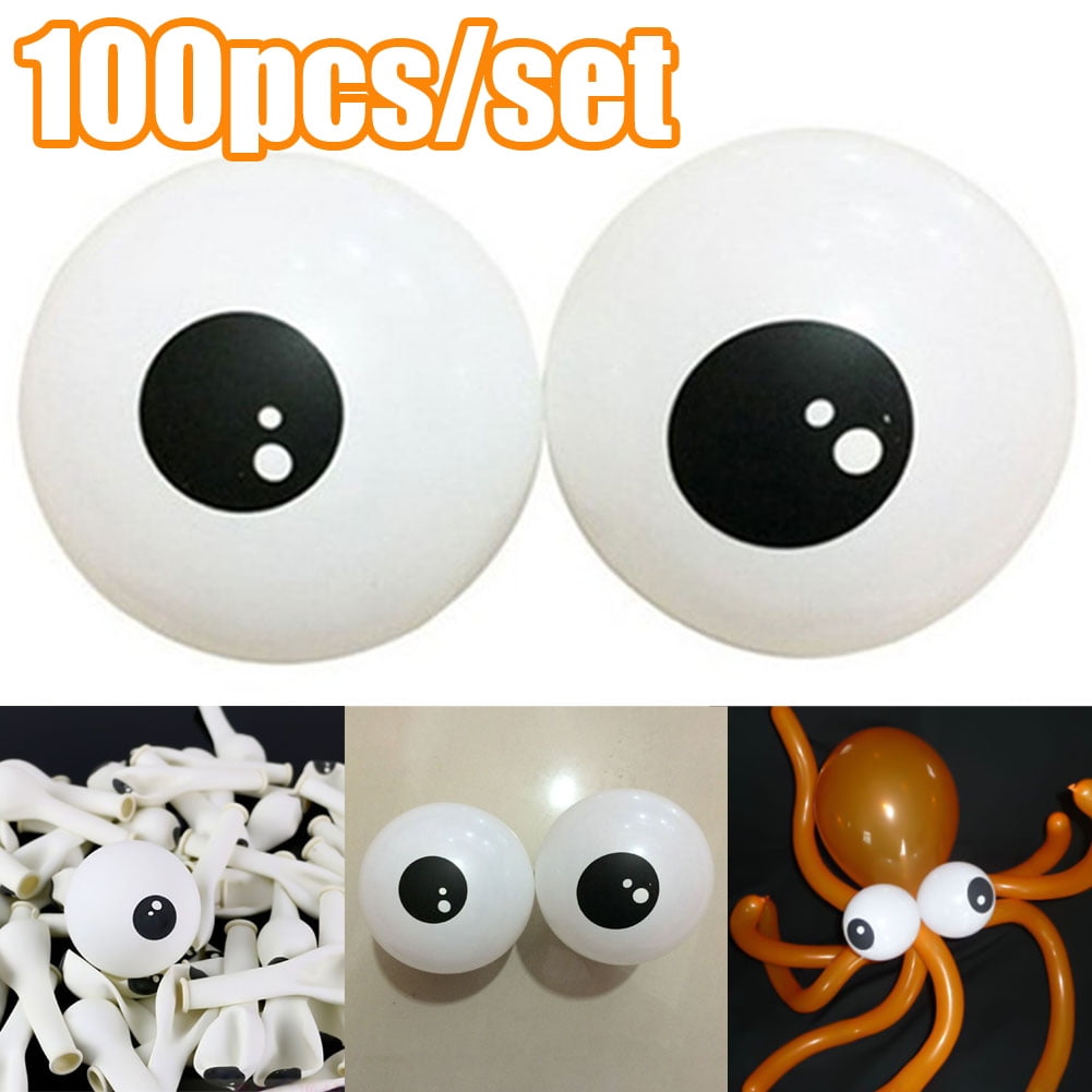 Cheers.US 100Pcs/Bag Eyeball Top Latex Balloons White Black Eye Printed ...