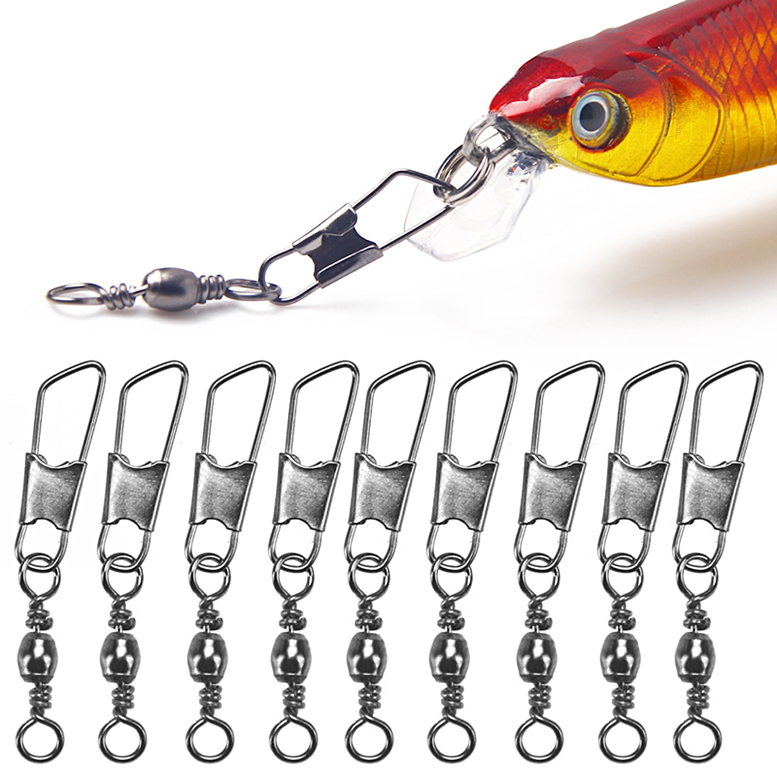 Cheers.US 100Pcs Barrel Snap Swivel Fishing Accessories, Premium ...