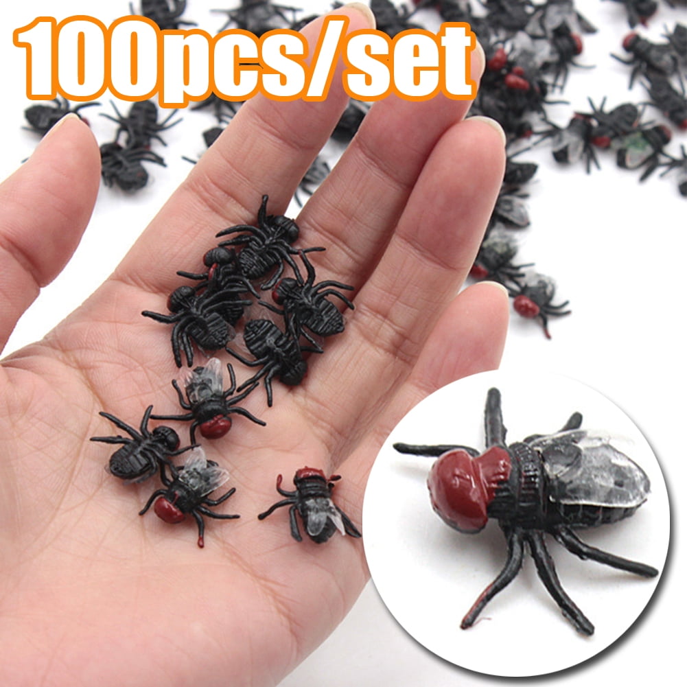 Cheers.US 100Pcs Plastic Fake Flies Halloween Fly Fake Flies Simulated ...