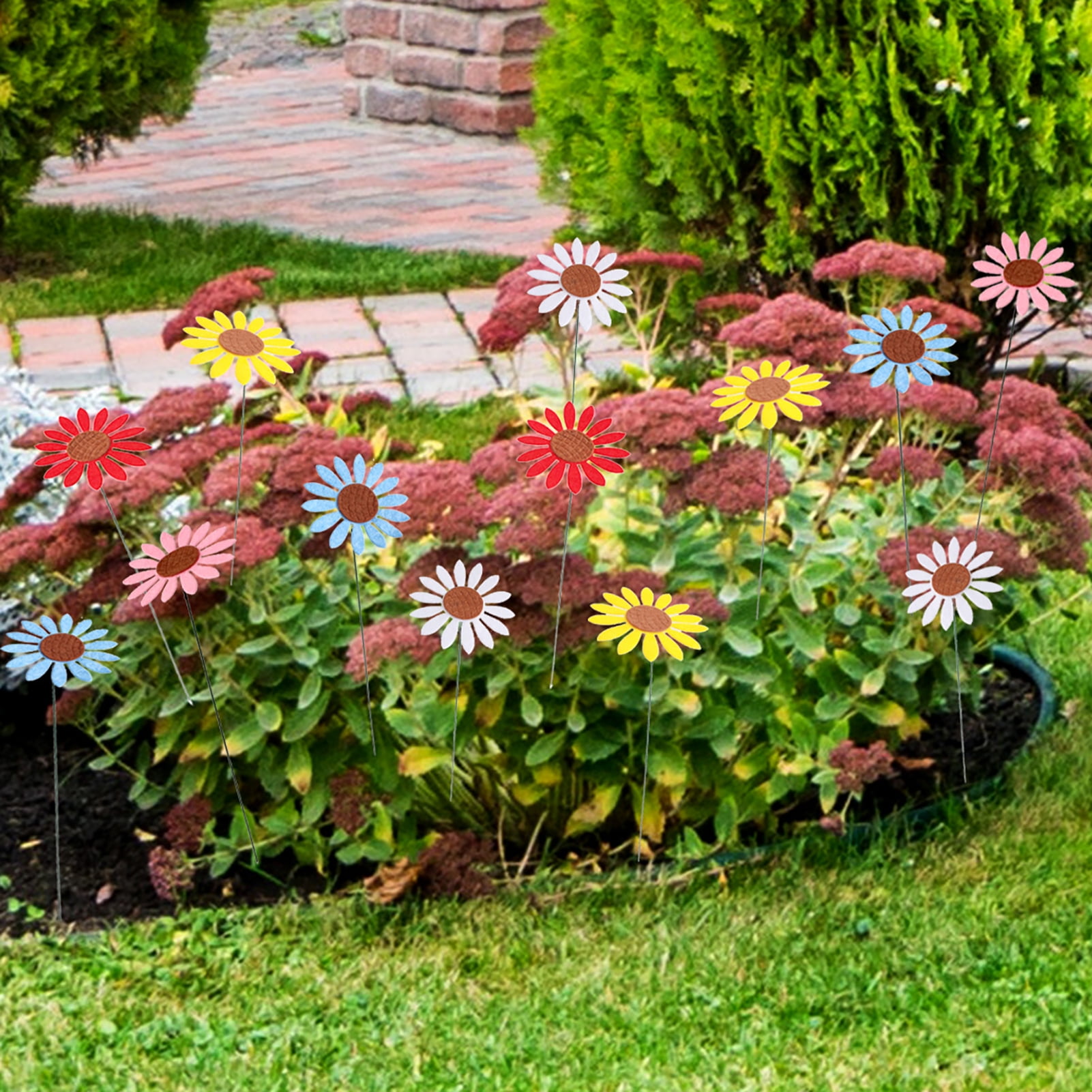 Cheers US 10Pcs/Set Flower Garden Stakes Decor Outdoor Metal Colorful ...