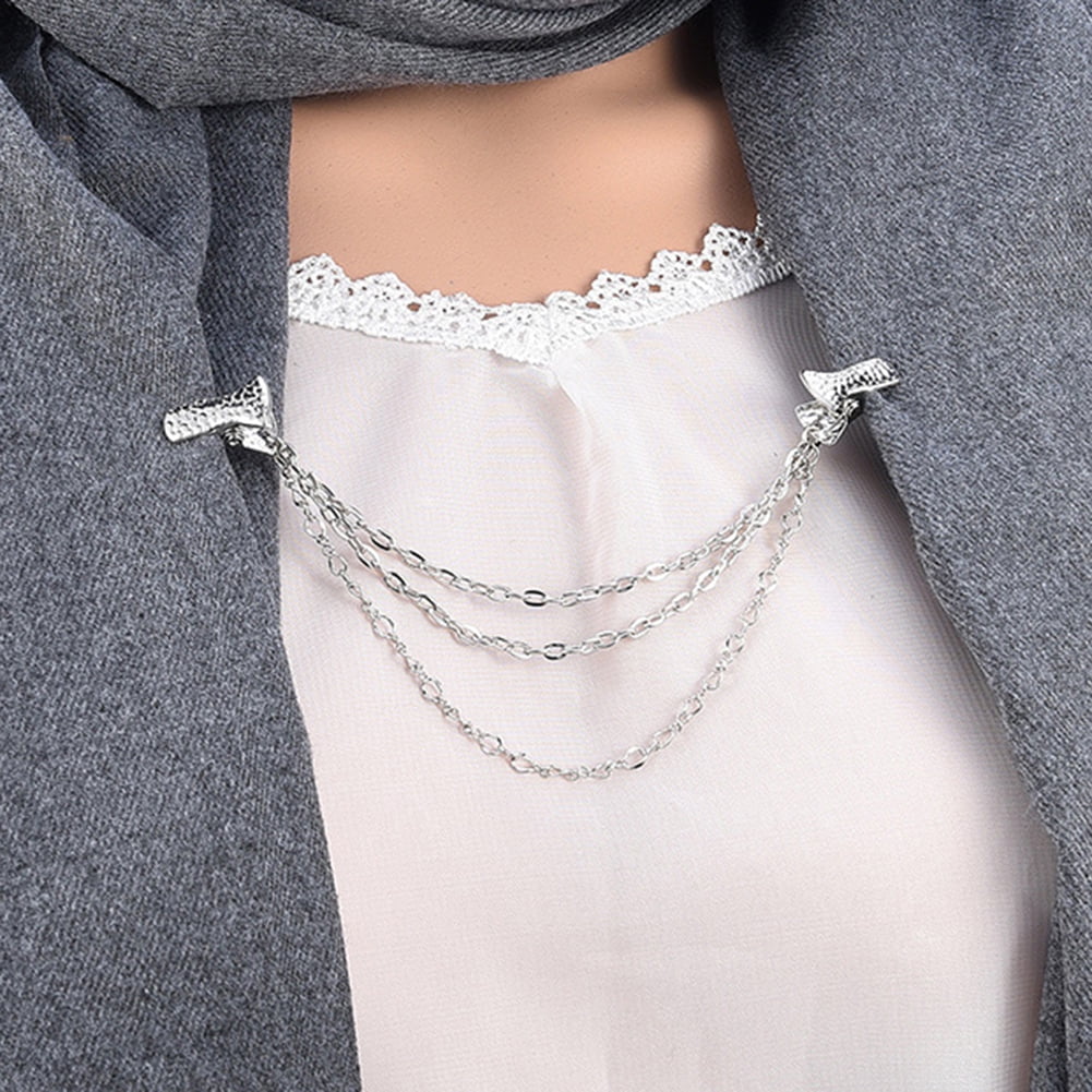 Cheers.US 10Pcs Women Vintage Antique Elegant Sweater Shawl Chain Clips ...