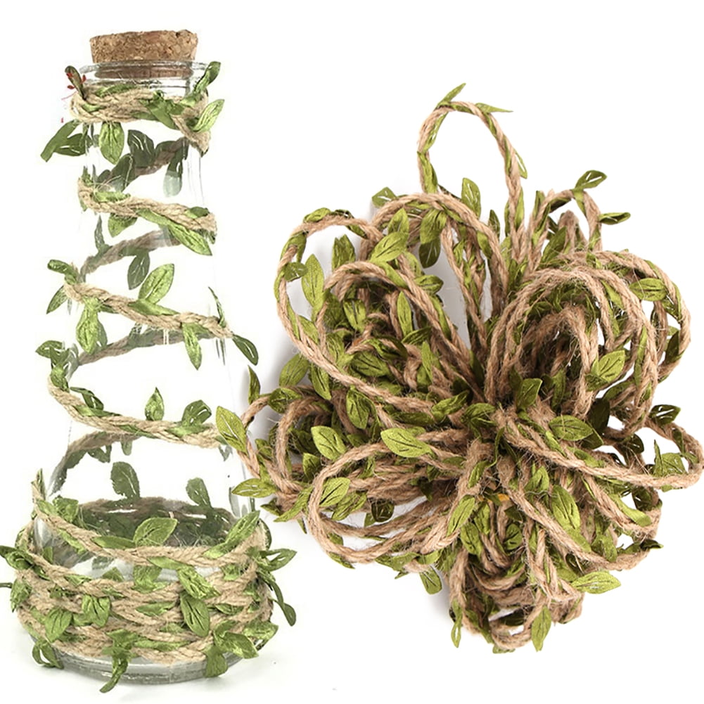 Cheers.US 10m Artificial Vine Natural Hemp Rope Fake Green Ivy Leaves ...
