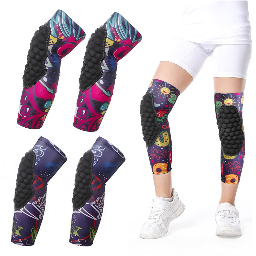Cheers.US 1Pair Honeycomb Design Knee Compression Pads Long Leg Sleeve ...