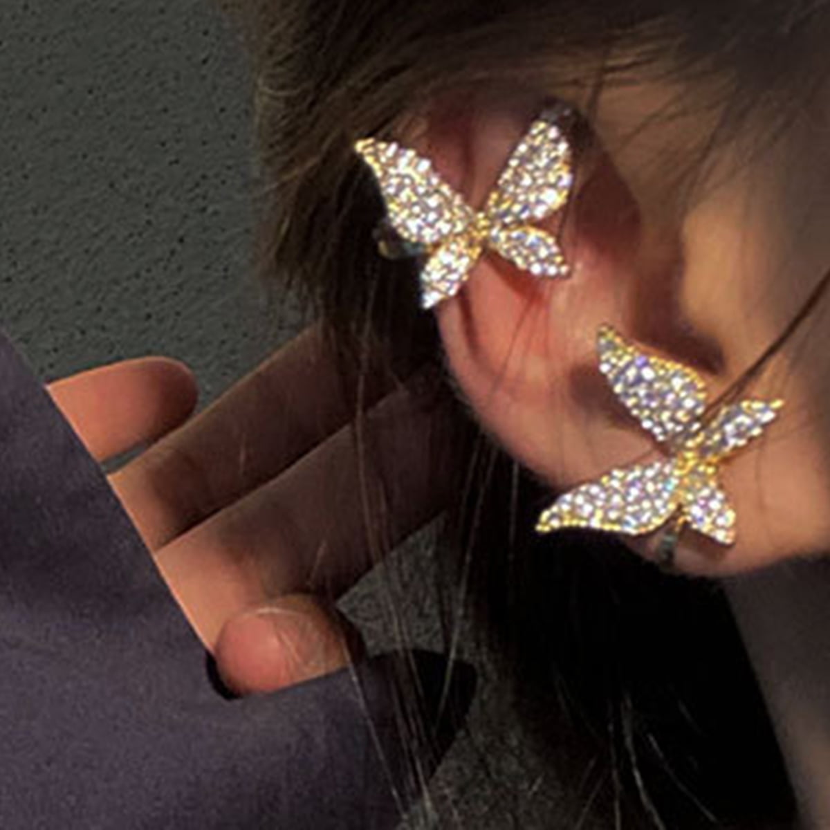 Cheers US 1Pc Glitter Rhinestone Butterfly Snowflake Ear Cuff Vintage ...