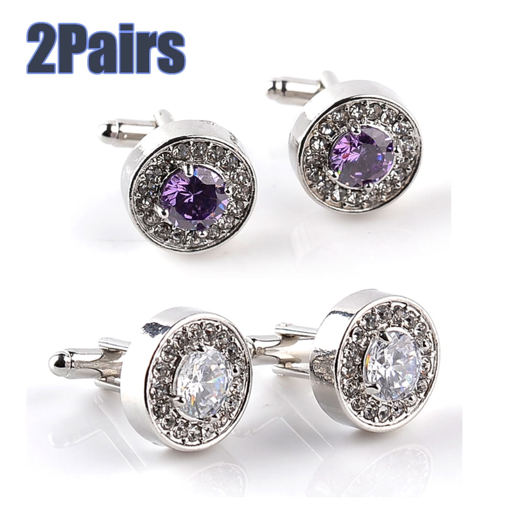 Cheers.US 2 Pairs Men Fashion Shiny Rhinestone Men's Cuff Links Wedding ...