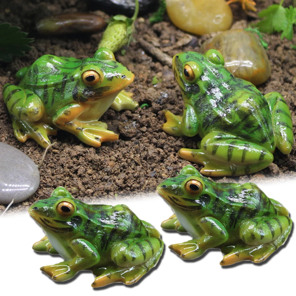 Cheers.US 2 Pcs Frog Statue Ornaments Mini Frog Resin Animal Sculpture ...
