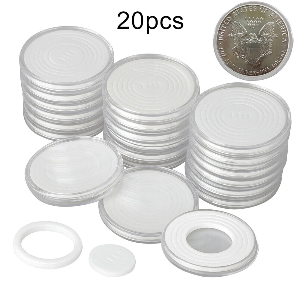 Cheers.US 20Pcs 46mm Coin Holder Capsules Clear Round Plastic Coin ...