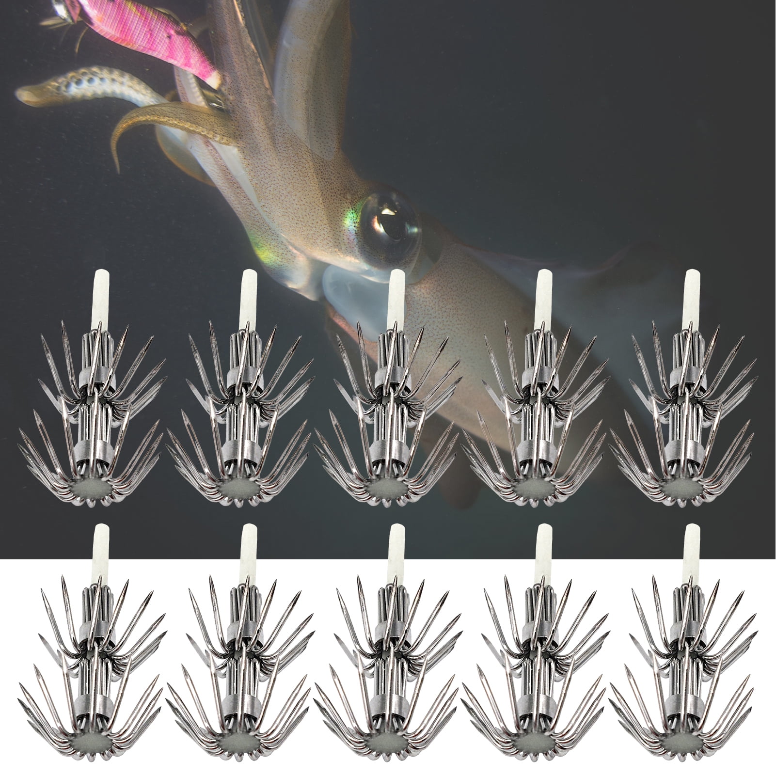Cheers.US 20Pcs Double-layers Squid Jig Luminous Squid Fishing Hooks ...