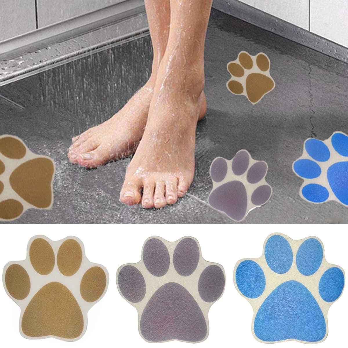 Cheers US 20Pcs Non-Slip Bathtub Stickers Adhesive Paw Print Bath ...