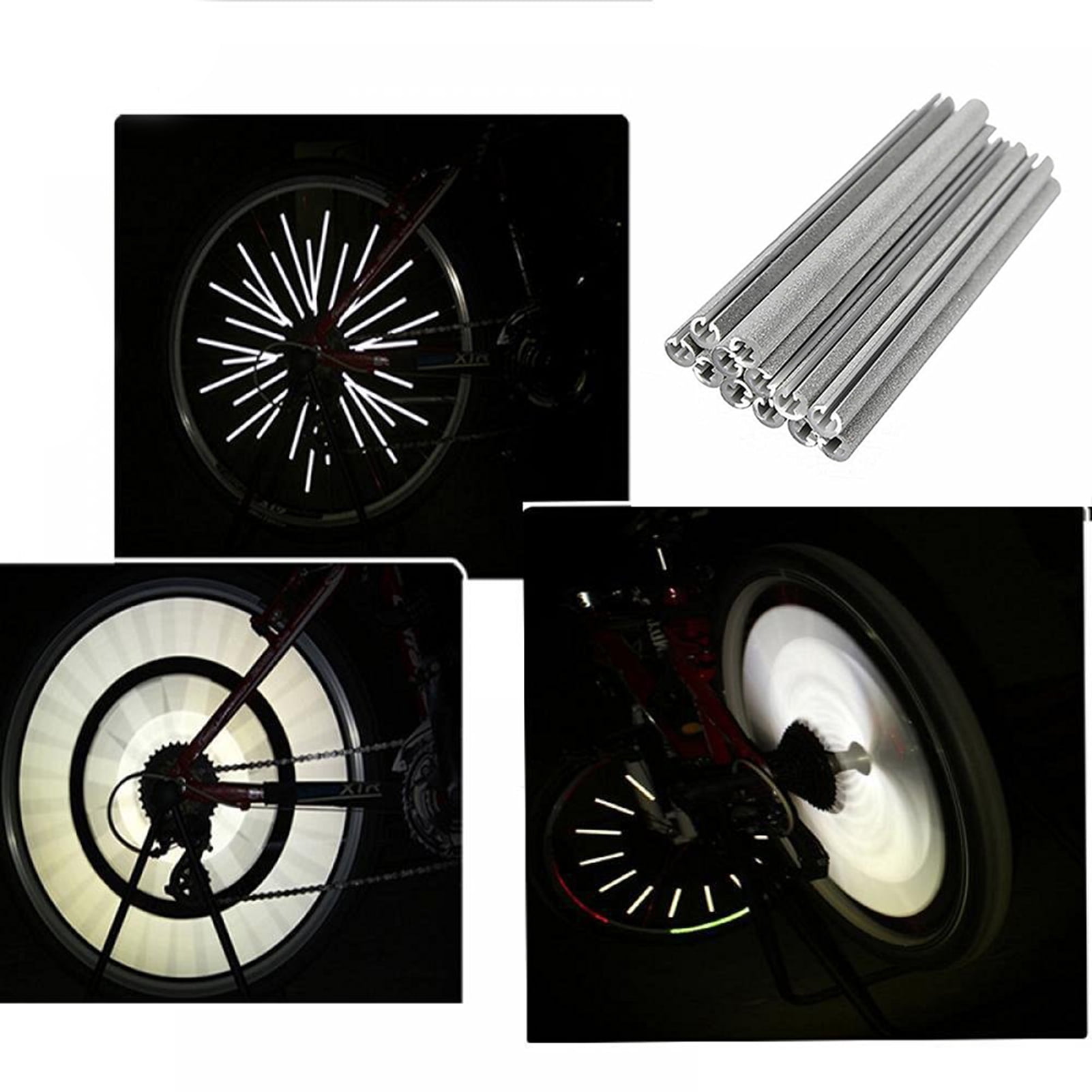 Cheers.US 24Pcs Universal Bicycle Spokes Wheels Lights Reflective Card ...