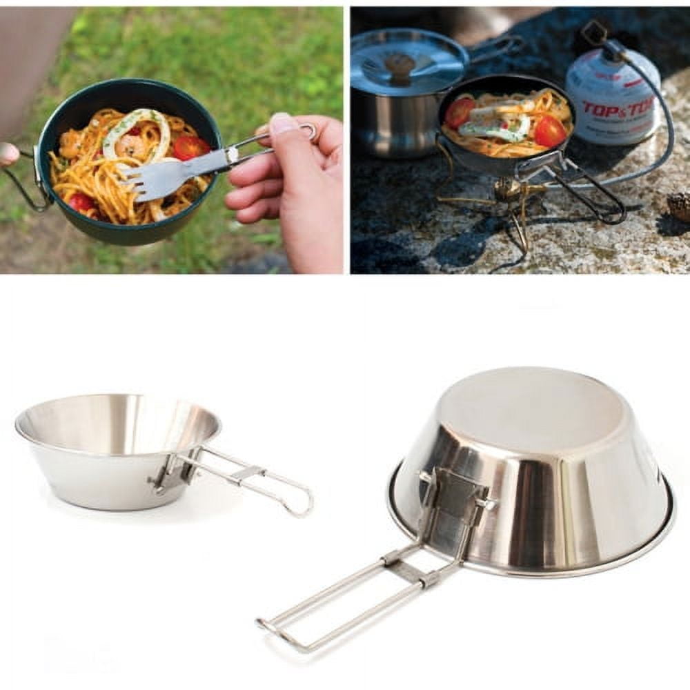 Cheers.US 2Pcs Camping Cooking Pan with Folding-Handle Outdoor Camp ...