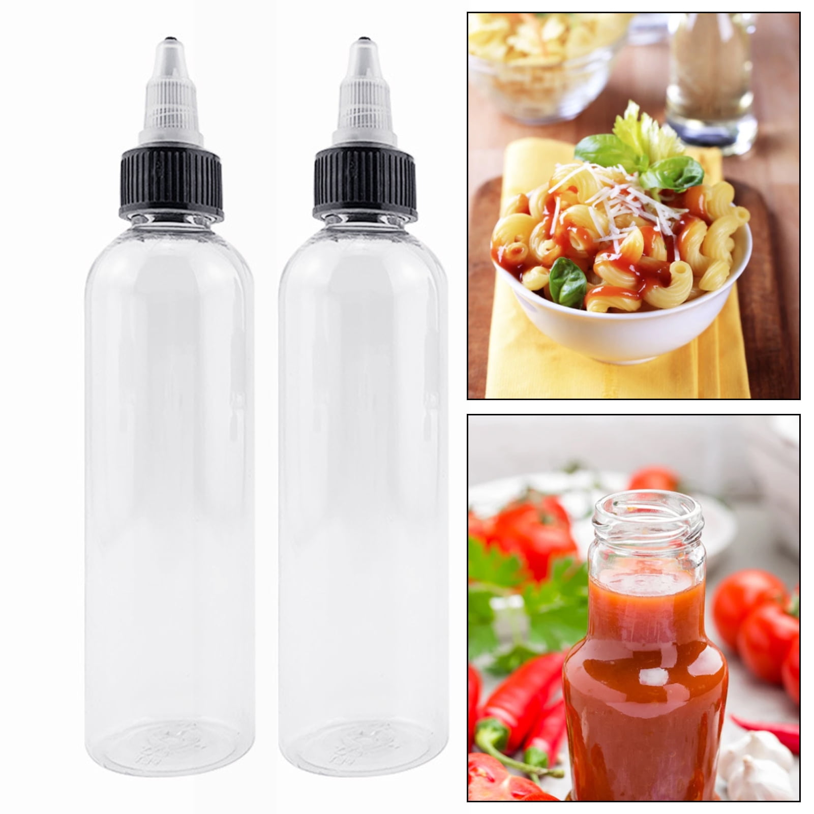 Cheers.US 2Pcs Plastic Squeeze Squirt Condiment Bottles with Twist On ...