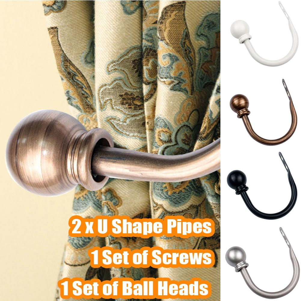 Cheers.US 2Pcs/Set Curtain Holdback, Wall Mounted Modern Concise Ball ...