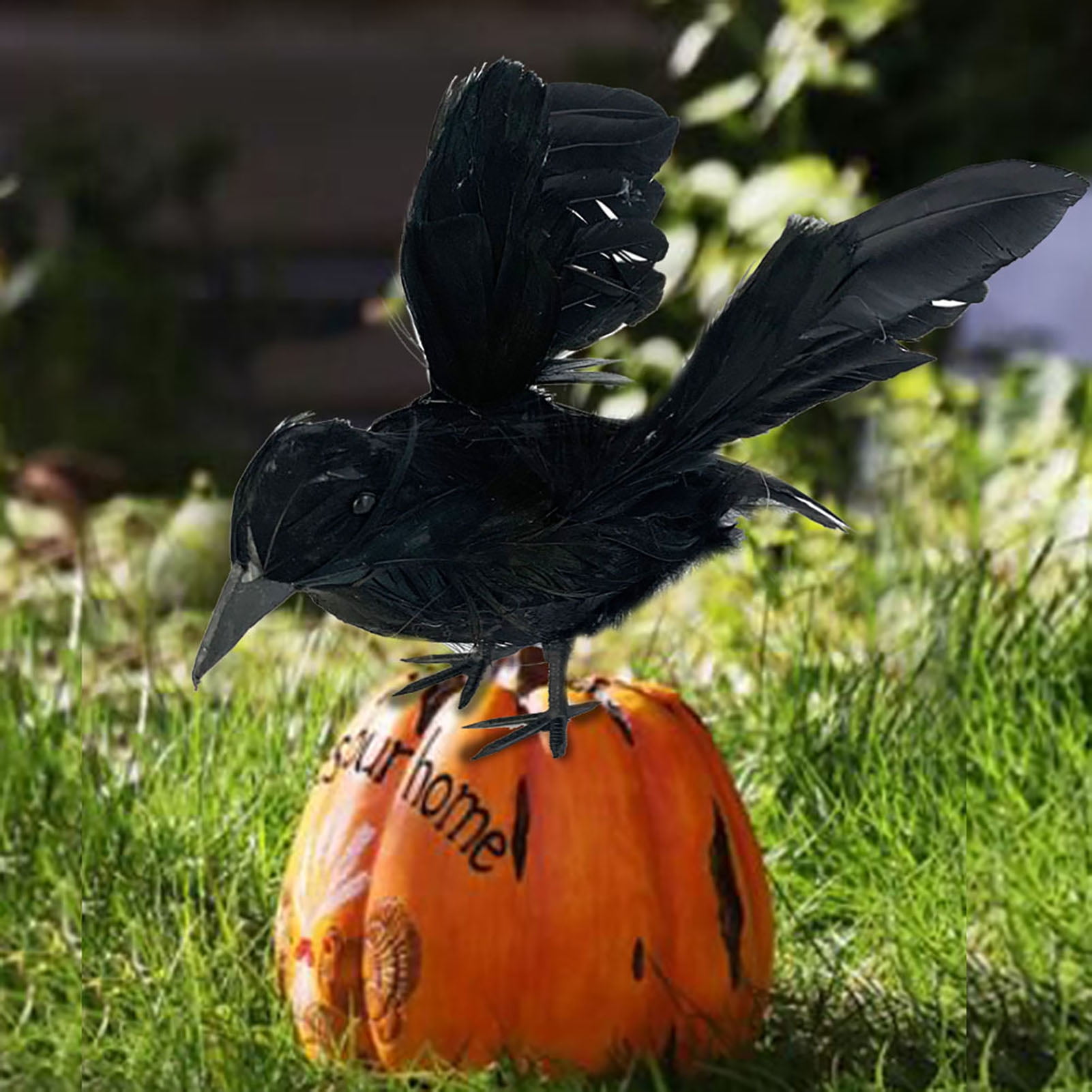 Cheers.US 2Pcs/Set Halloween Crow Decorations, Realistic Handmade Black ...