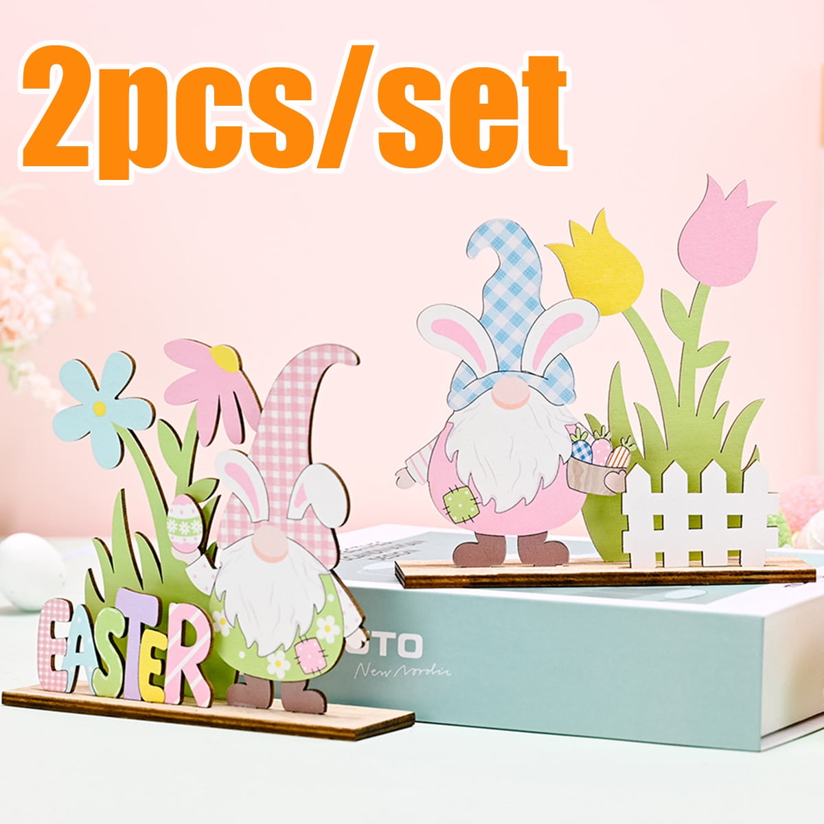 Cheers US 2Pcs/Set Happy Easter Table Decoration Signs Bunny Table ...