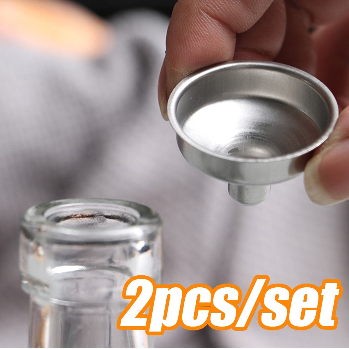 Cheers US 2Pcs Stainless Steel Mini Hip Flask Funnel/Wine Pot Filler ...