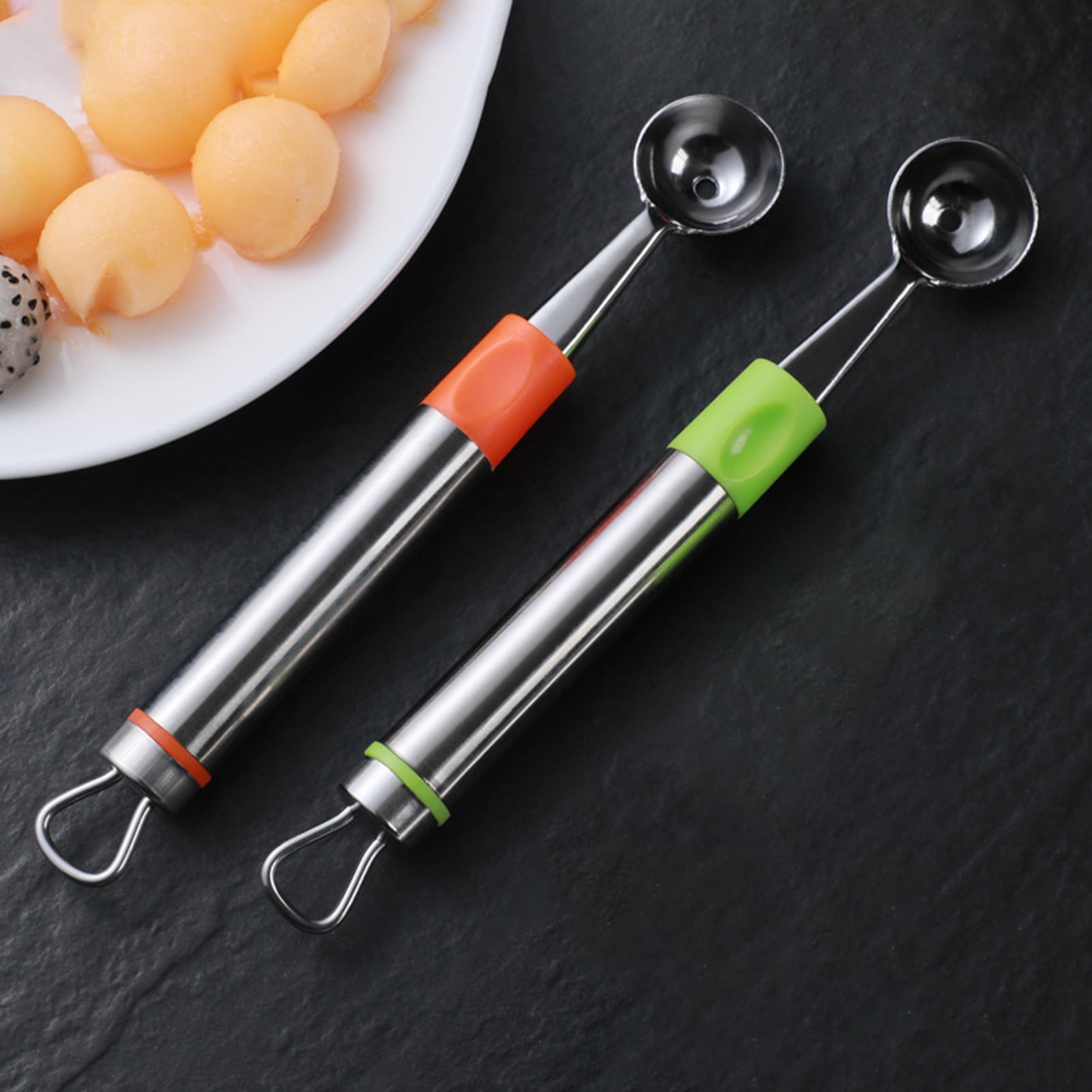 Cheers US 2pcs/set Fruit Icecream Ball Spoon,Stainless Steel Melon ...