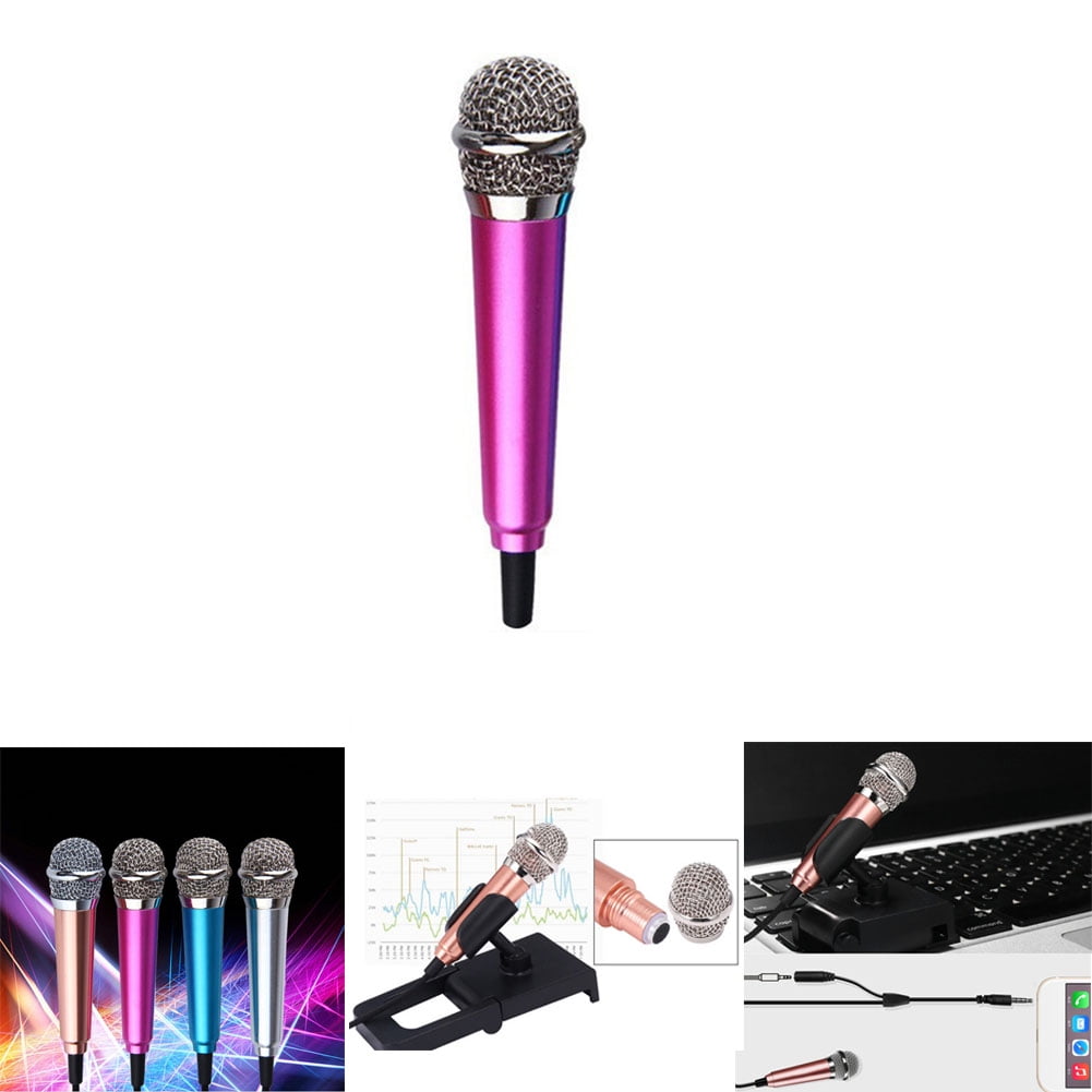 Cheers US 3 5mm Mini Condenser Microphone Phone Karaoke Mic with Stand ...