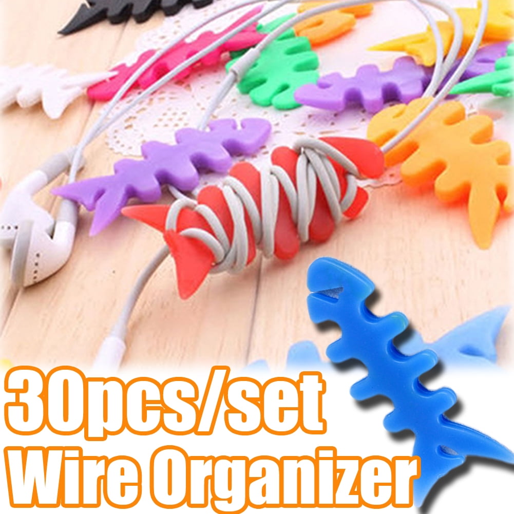 Cheers.US 30 Pcs/Set Useful Earphone Cord Winder Fish Bone Cable ...