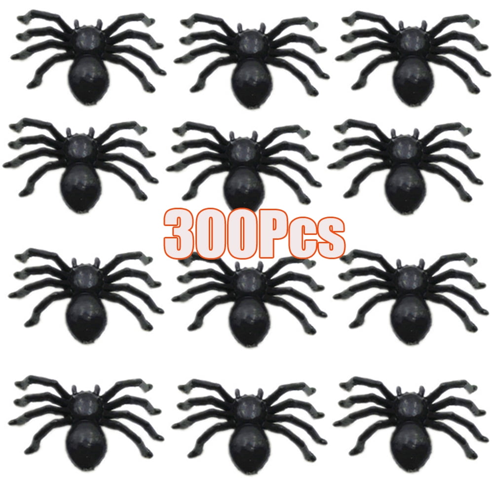 Cheers.US 300Pcs/Set Realistic Small Plastic Spider Toys of Black and ...