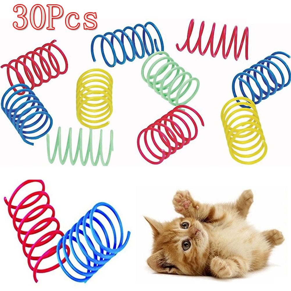 Cheers.US 30Pcs Cat Spring Toy, Cat Kittens Toys Plastic Coil Spiral ...