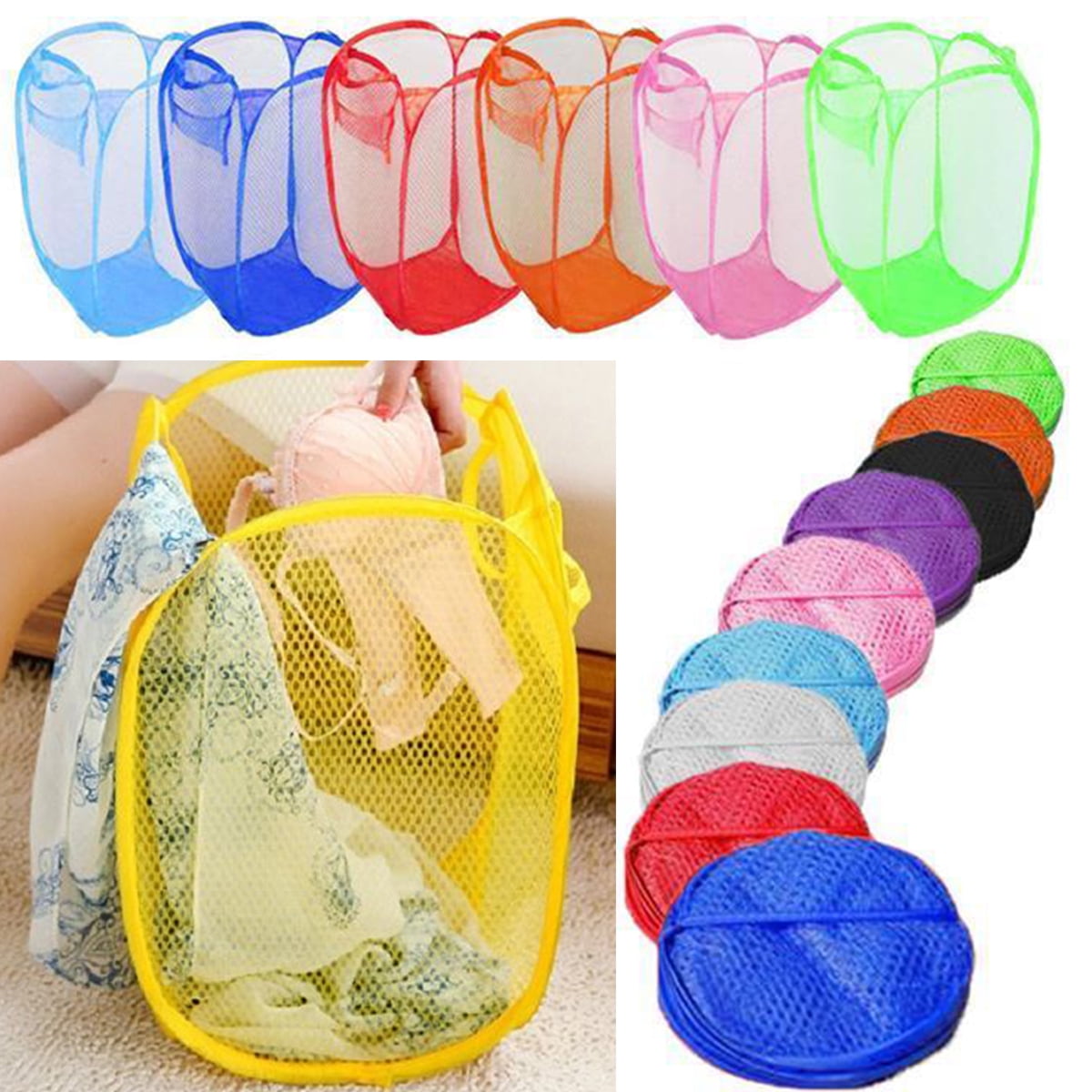 Cheers US 3Packs Popup Laundry Hamper Foldable Pop-up Mesh Hamper Dirty ...