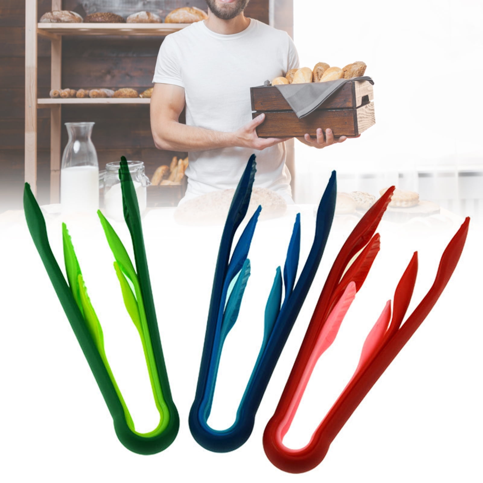 Cheers US 3Pcs 6/8/10inch Multifunctional Plastic Kitchen Tongs Food ...