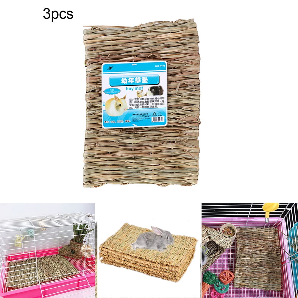 Cheers.US 3Pcs Grass Mat Woven Bed Mat for Small Animal Bunny Bedding ...