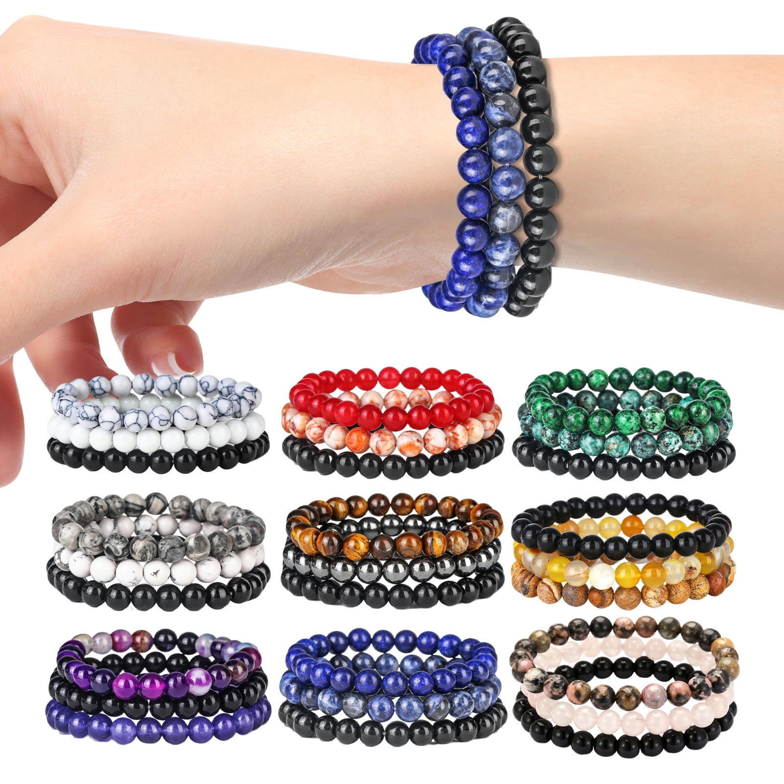 Cheers US 3Pcs/Set Natural Healing Power Gemstone Crystal Beads Unisex ...
