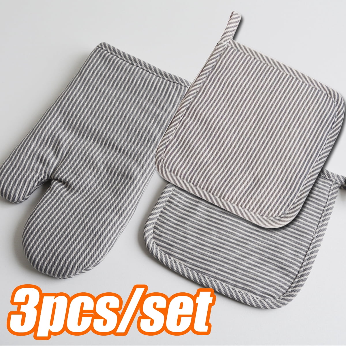 Cheers US 3Pcs/Set Oven Mitt and 2 Pot Holders, Kitchen Oven Glove High ...