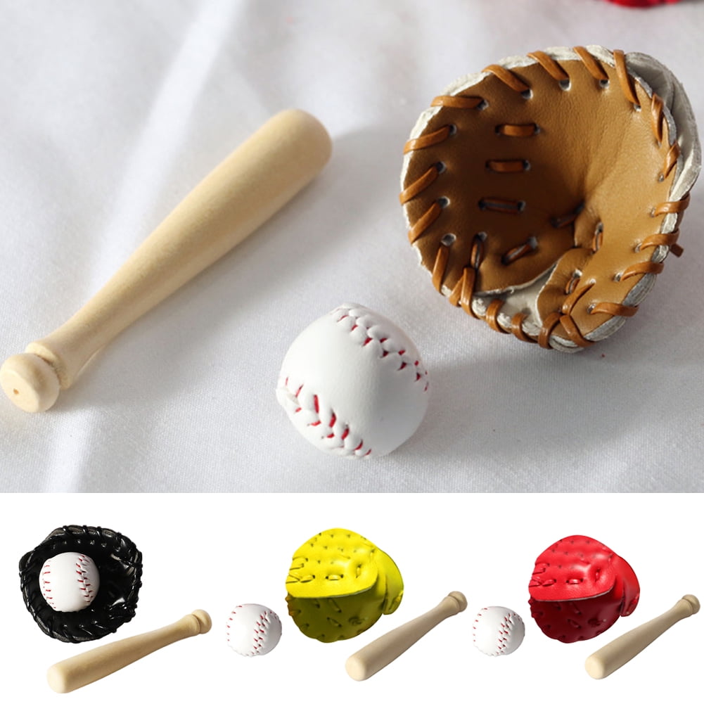 Cheers.US 3Pcs/Set Simulation Baseball Set Toys Model Props Wood ...