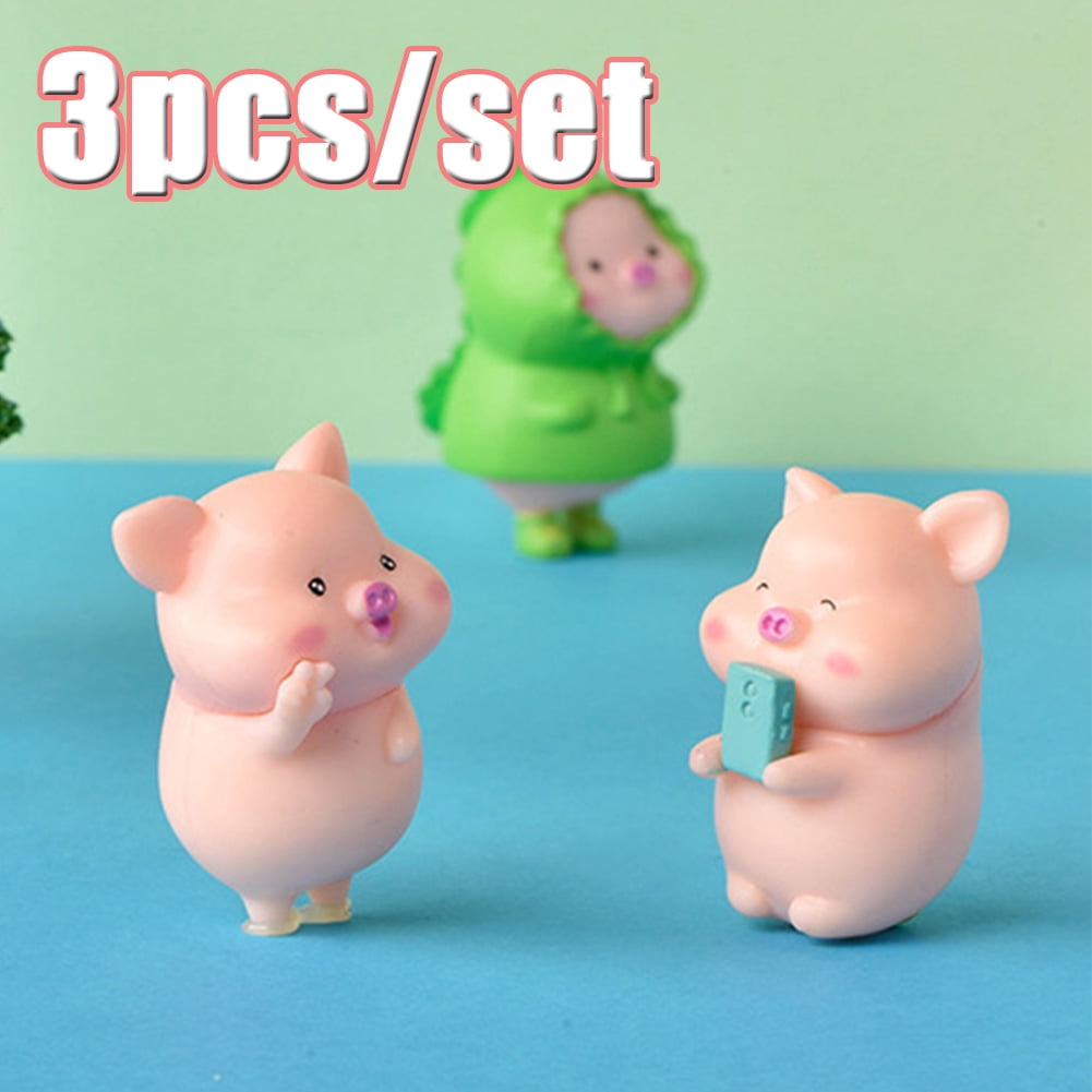 Cheers.US 3pcs Miniature Pig Figurines, DIY Cute Piggy Toy Figures ...