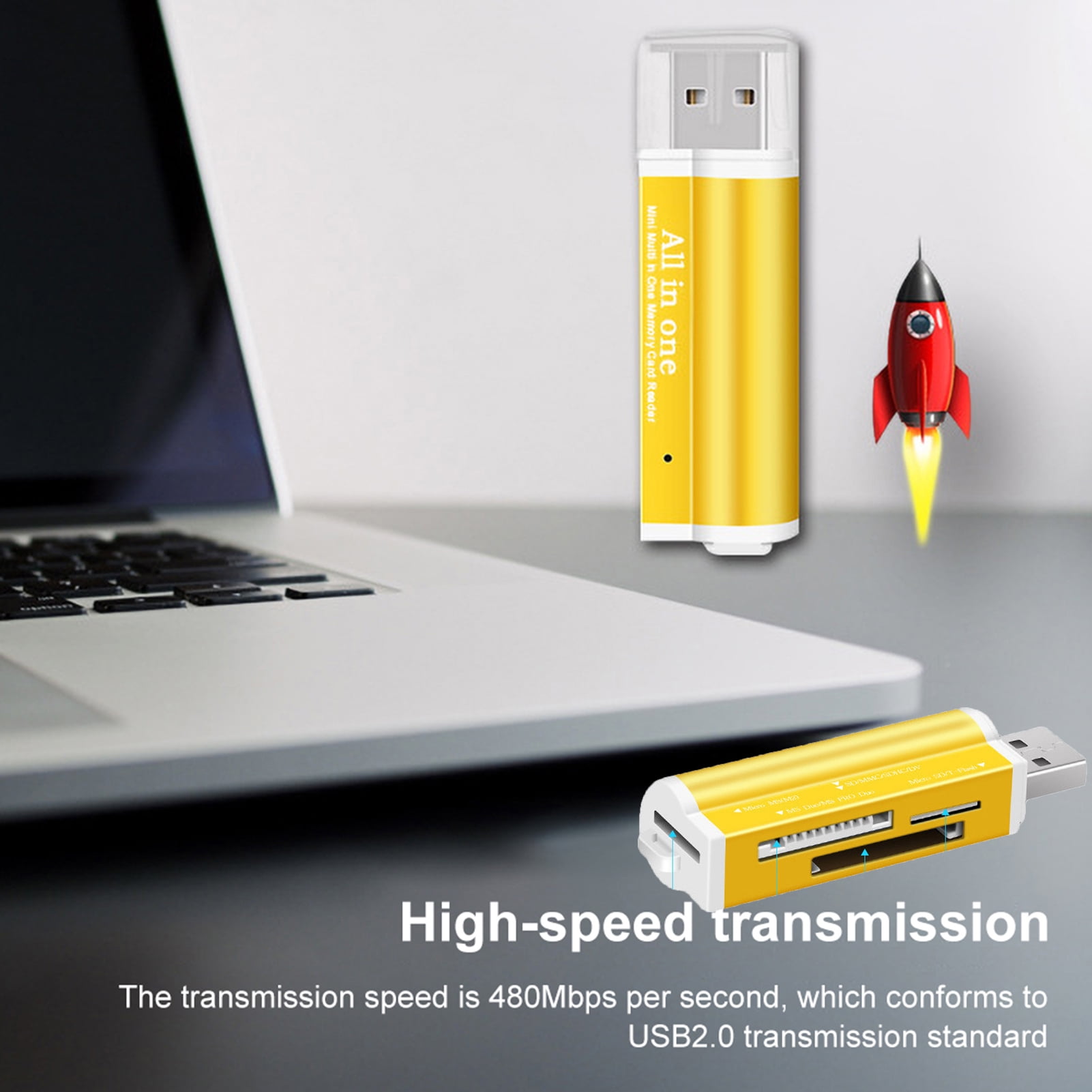 Cheers.US 4 in 1 Mini Portable USB TF/Micro-SD/MS/M2 Card Reader ...