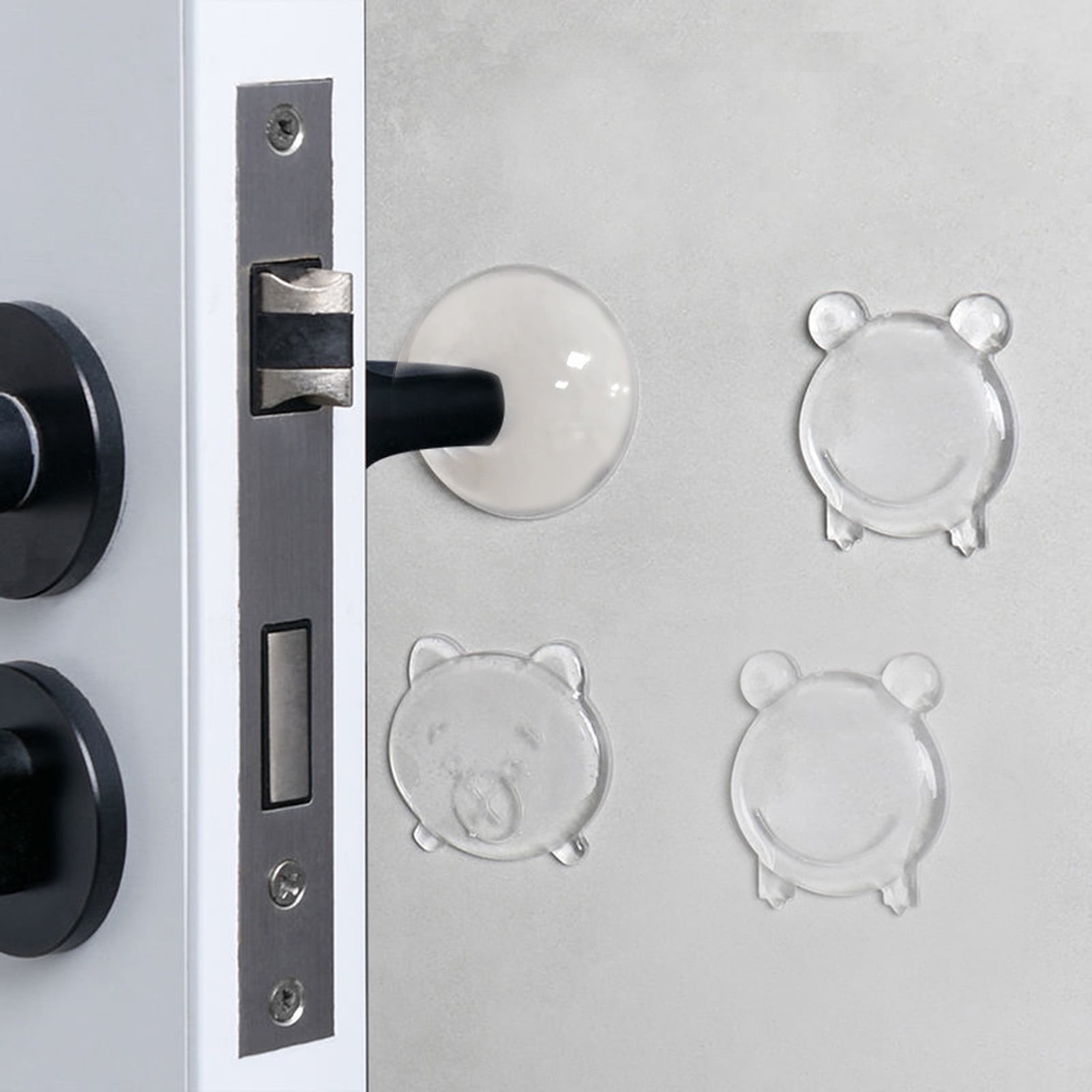 Cheers US 4Packs Door Knob Wall Shield, Transparent Round Soft Rubber ...