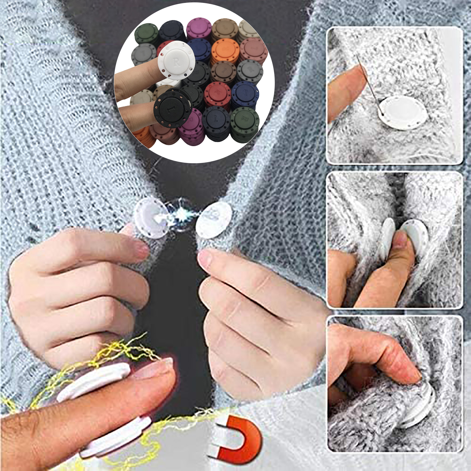 Cheers.US 4Pairs Round Plastic Magnet Button Bag Coat Handicraft ...