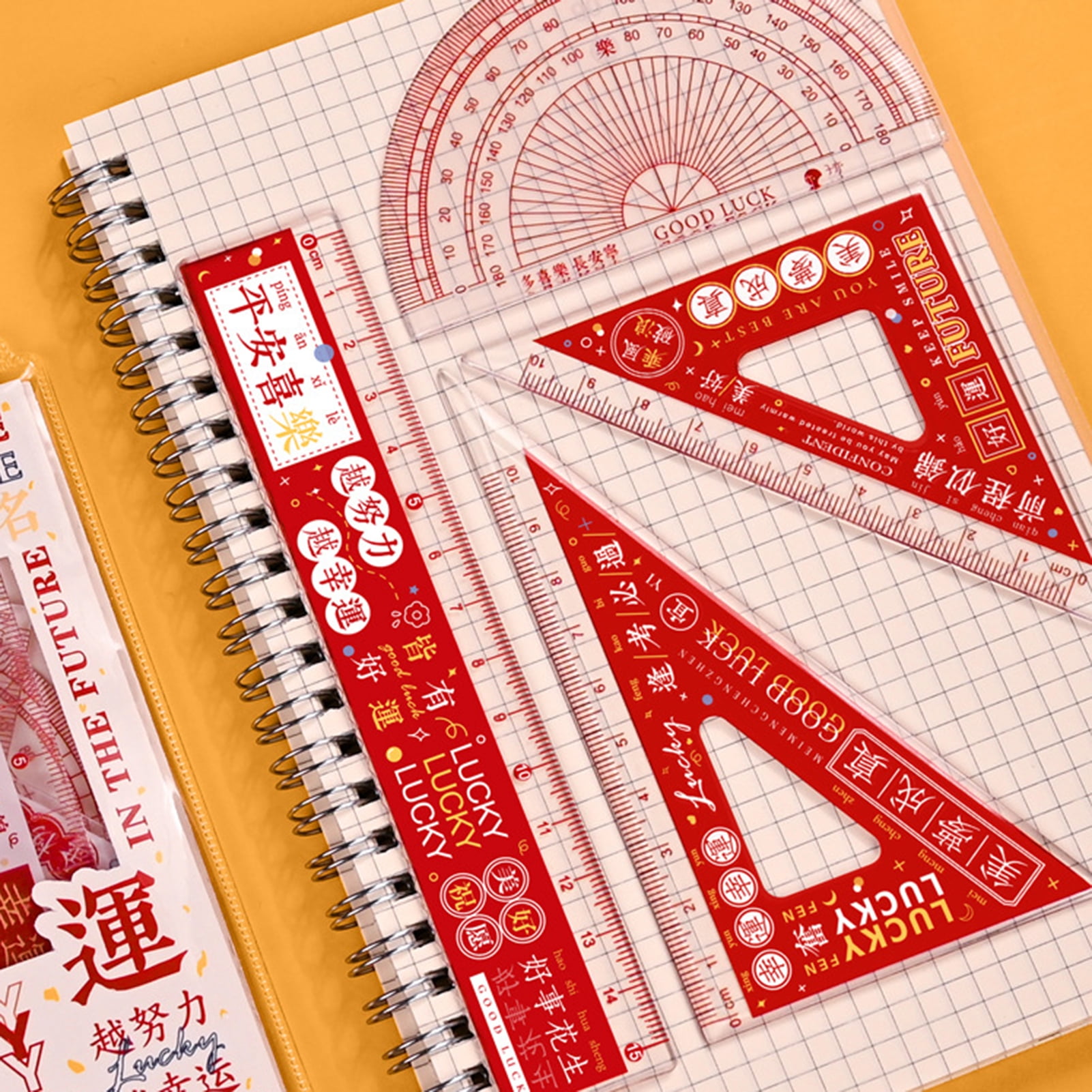 Cheers US 4Pcs /Set Math Geometry Tool Plastic Ruler Set Includes ...