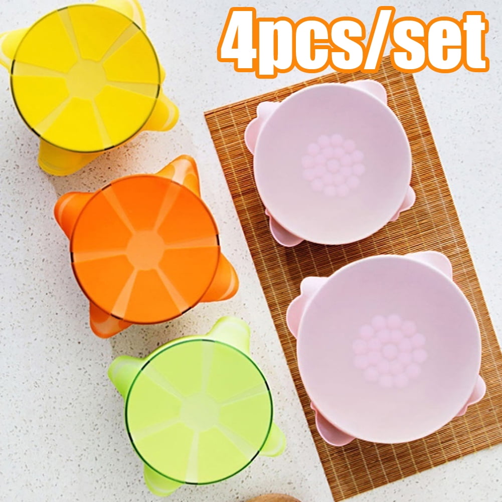 Cheers.US 4Pcs/Set Reusable Silicone Stretch Lids, Reusable Durable ...