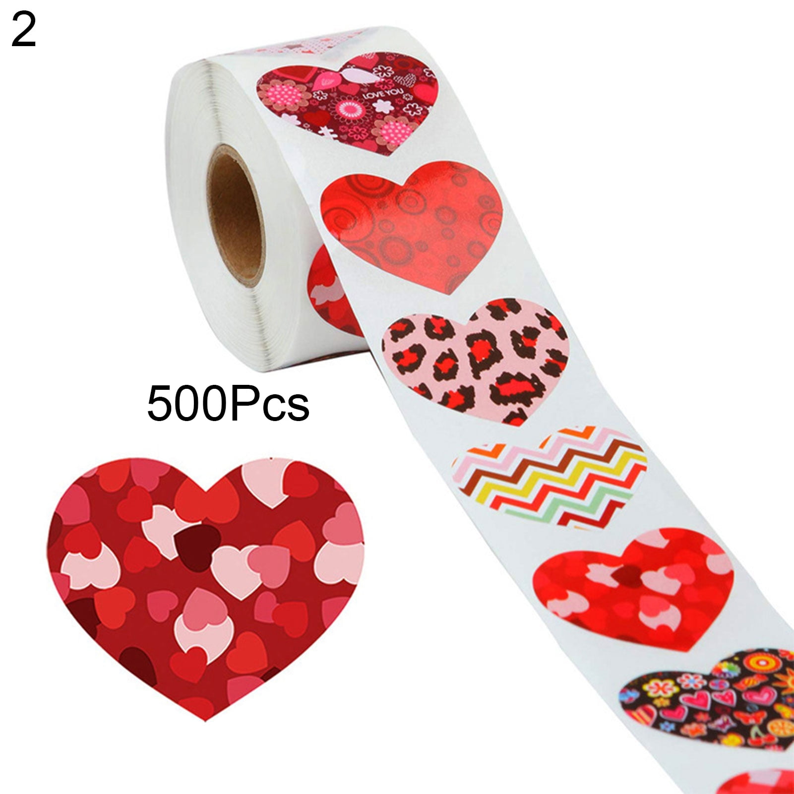 Cheers US 500Pcs/Roll Valentines Glitter Red Heart Stickers - Large ...