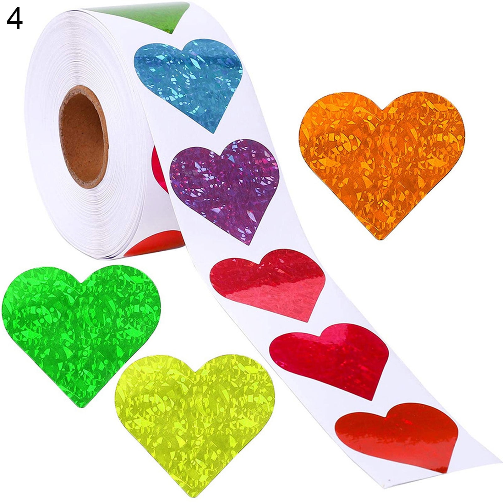 Cheers US 500Pcs/Roll Valentines Glitter Red Heart Stickers - Large ...