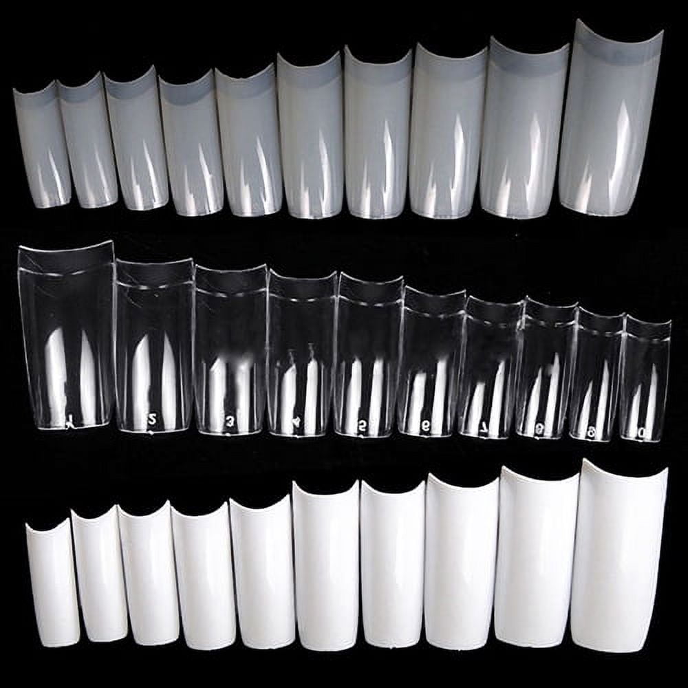 Cheers.US 500pcs Clear/Natural /White Color Well Less Nail Tips Half ...